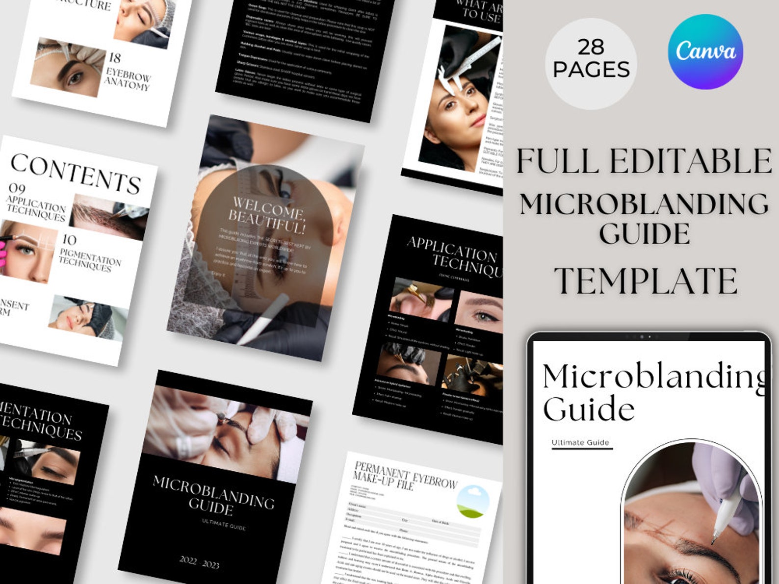 Editable and Printable Elegant Microblading Guide Training Manual ...