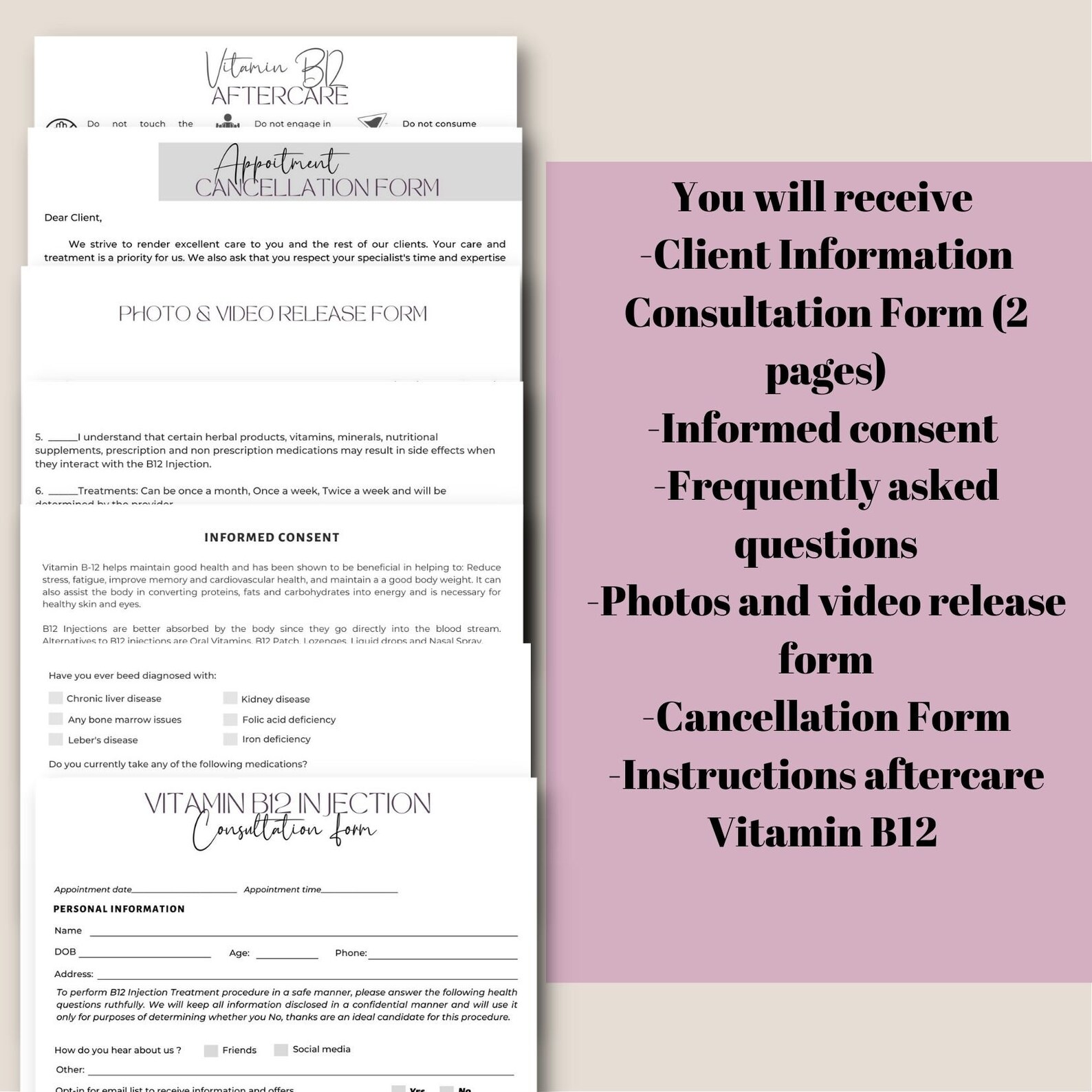 Editable Vitamin B12 Injection Forms, B12 Shot Client Intake Form ...