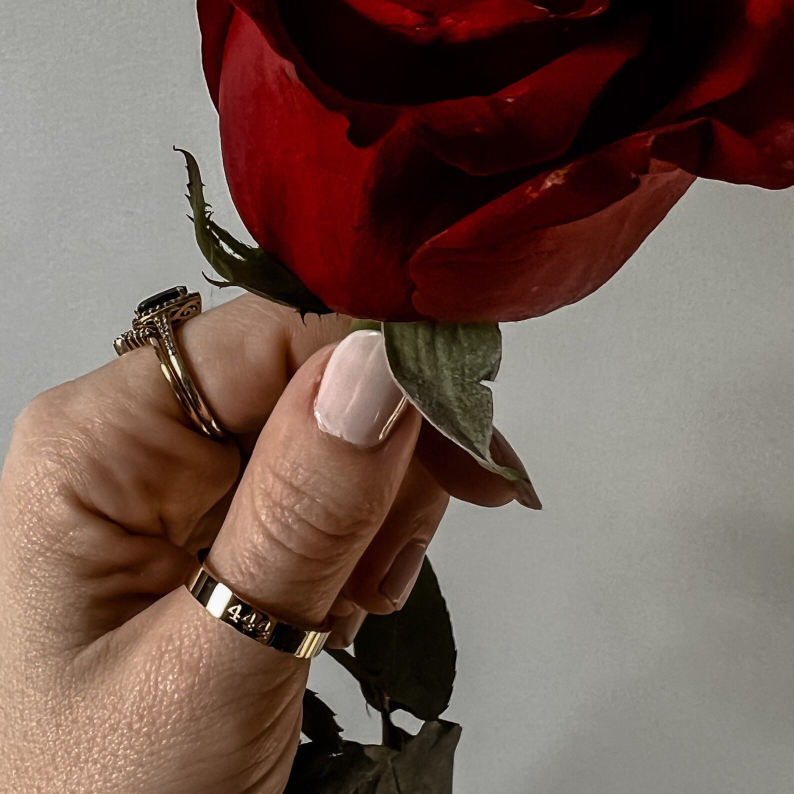 444 ANGEL NUMBER WATERPROOF 14k Gold Ring Engraved Ring Lucky Number ...