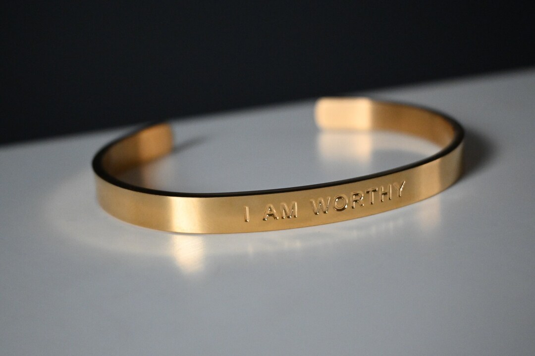 WORTHY | Tarnish Resistant | Gold Cuffed Bracelet | Affirmation ...