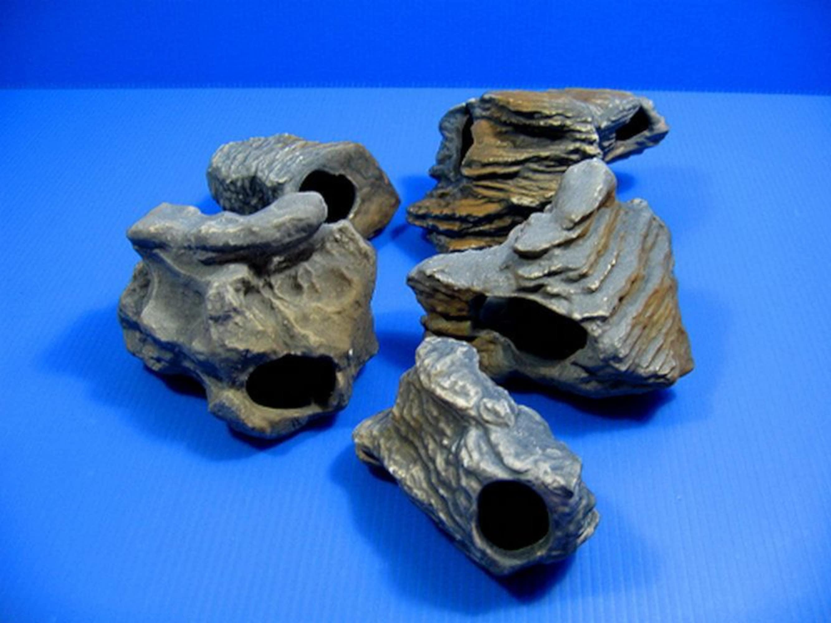 Fish Stones Aquarium Rock Cave Ceramic Decoration for Fish Tank ...
