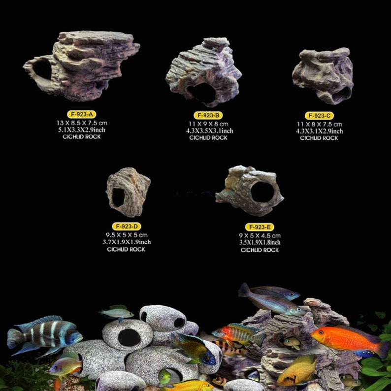 Fish Stones Aquarium Rock Cave Ceramic Decoration for Fish Tank ...