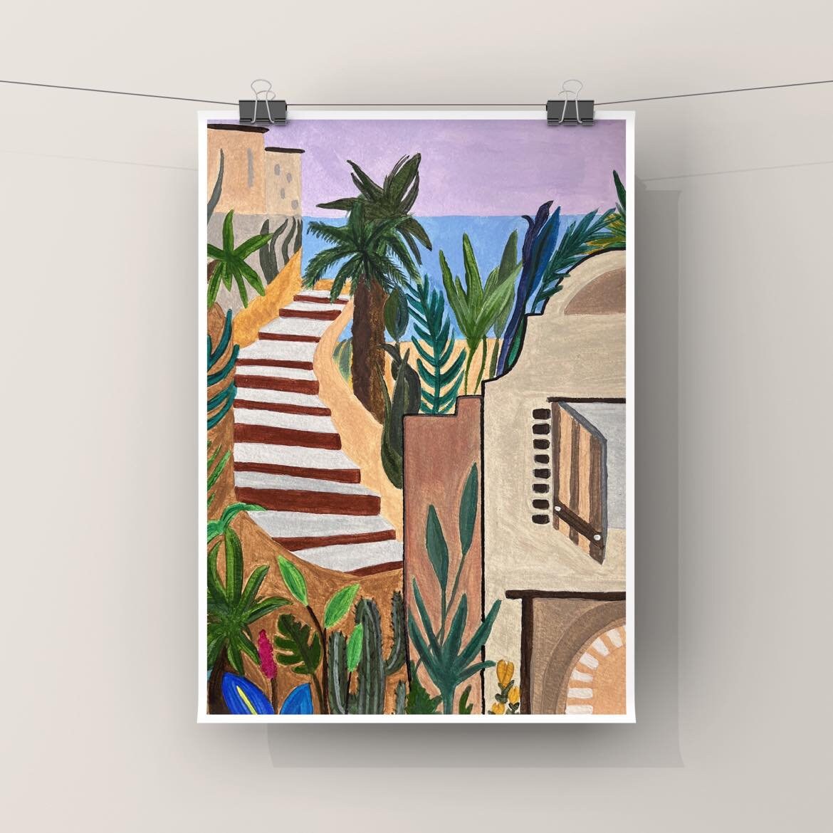 Tropical Stairs / Illustration / Art Print /A5 A4/mexico Art Print ...