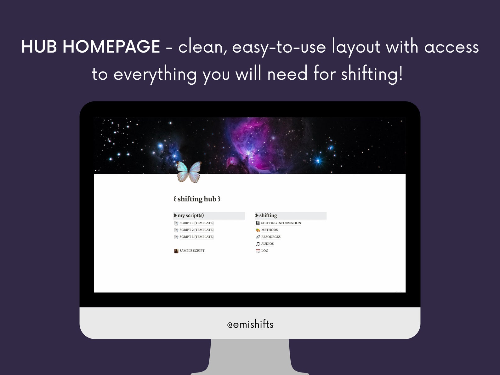 Notion Reality Shifting Hub Digital Shifting Script Template Notion Shifting Realities Notion