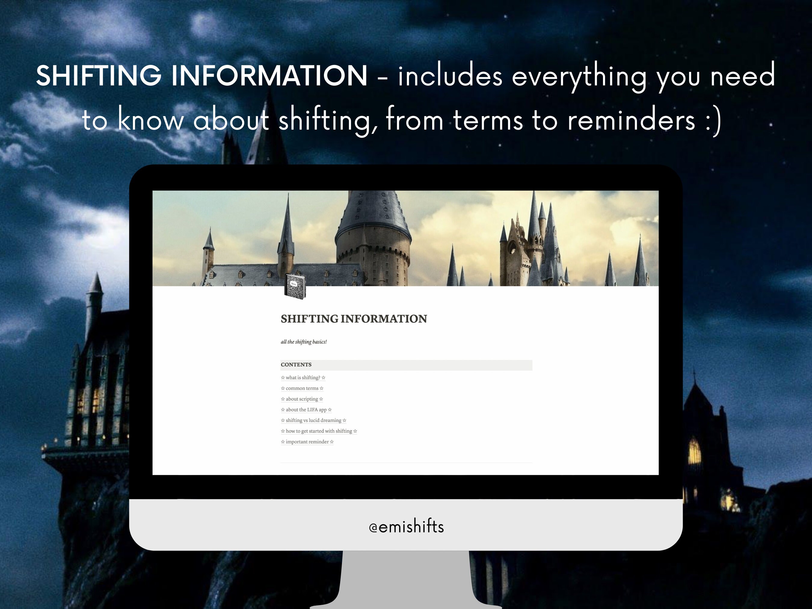 HOGWARTS Notion REALITY SHIFTING Hub Digital Hogwarts Shifting Script Template Shifting ...