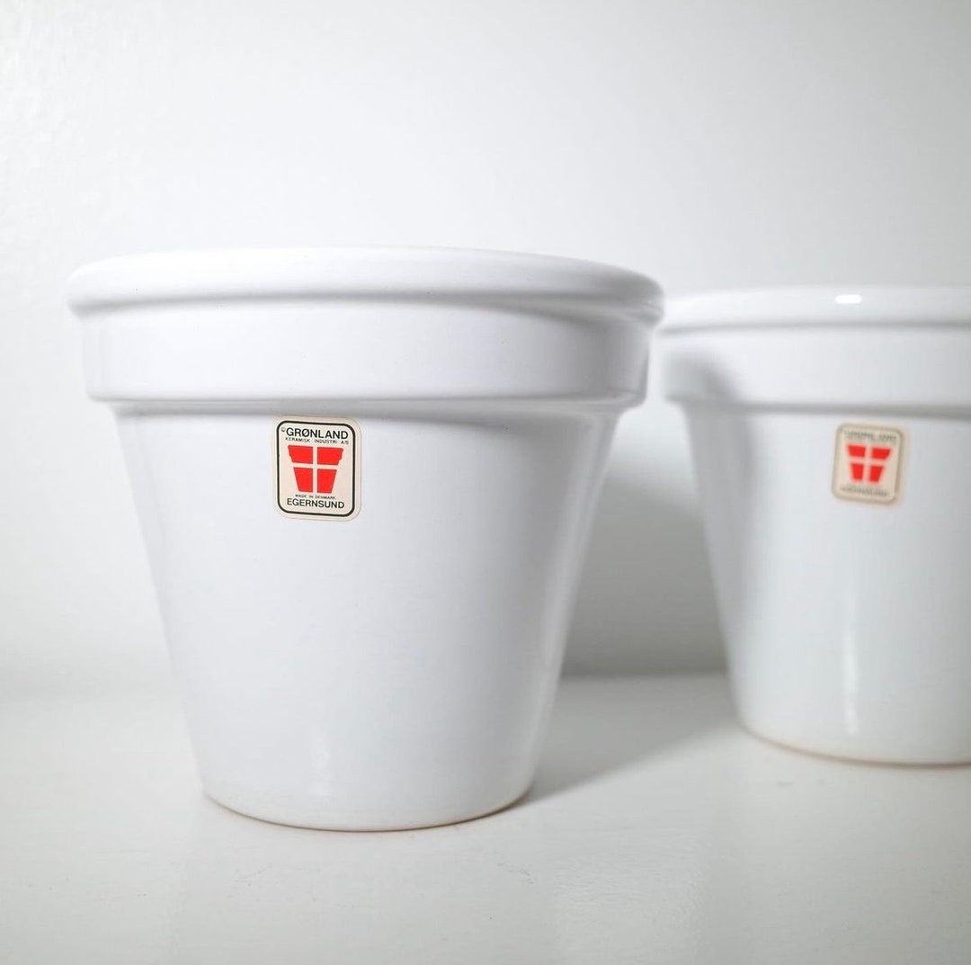 White Ceramic Planters Made in Denmark - Etsy