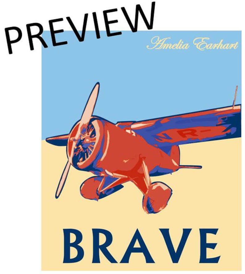 Brave Amelia Earhart Plane Printable Graphic for Feminist T-shirt ...