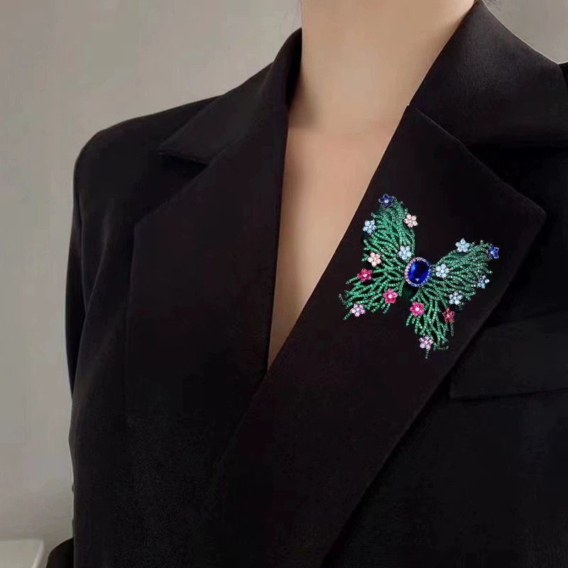 High-end Heavy-duty Green Butterfly Brooch, Handmade Zircon Brooch ...