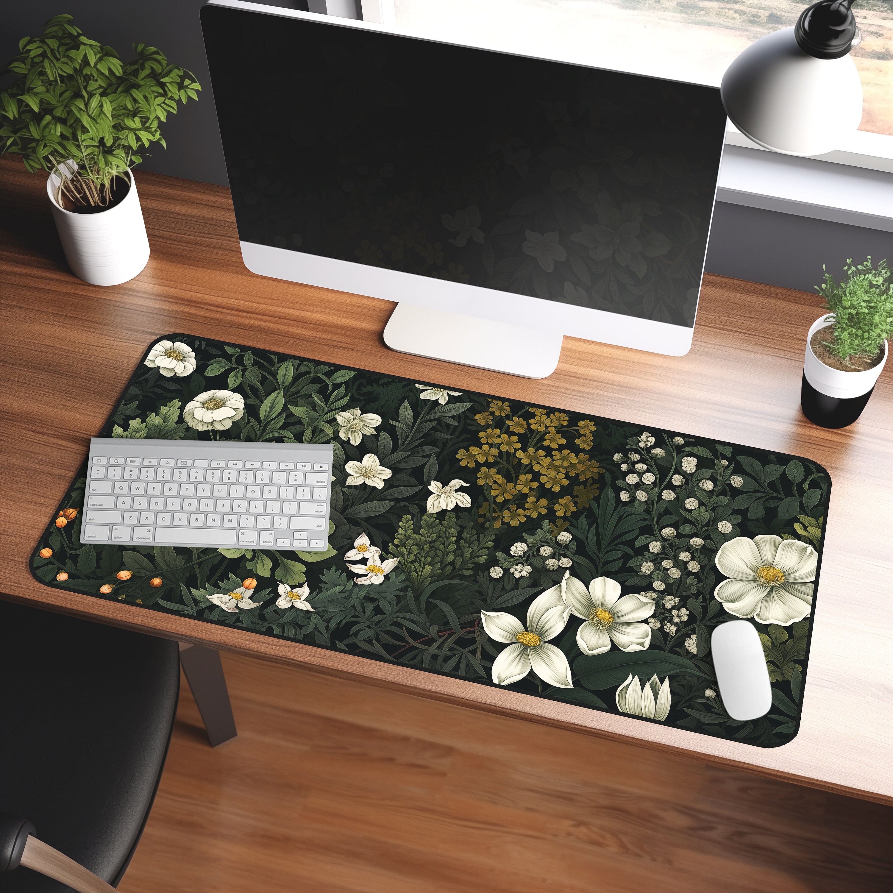 Cottagecore Desk Mat Floral Desk Mat Botanical Mouse Pad Vintage Desk ...