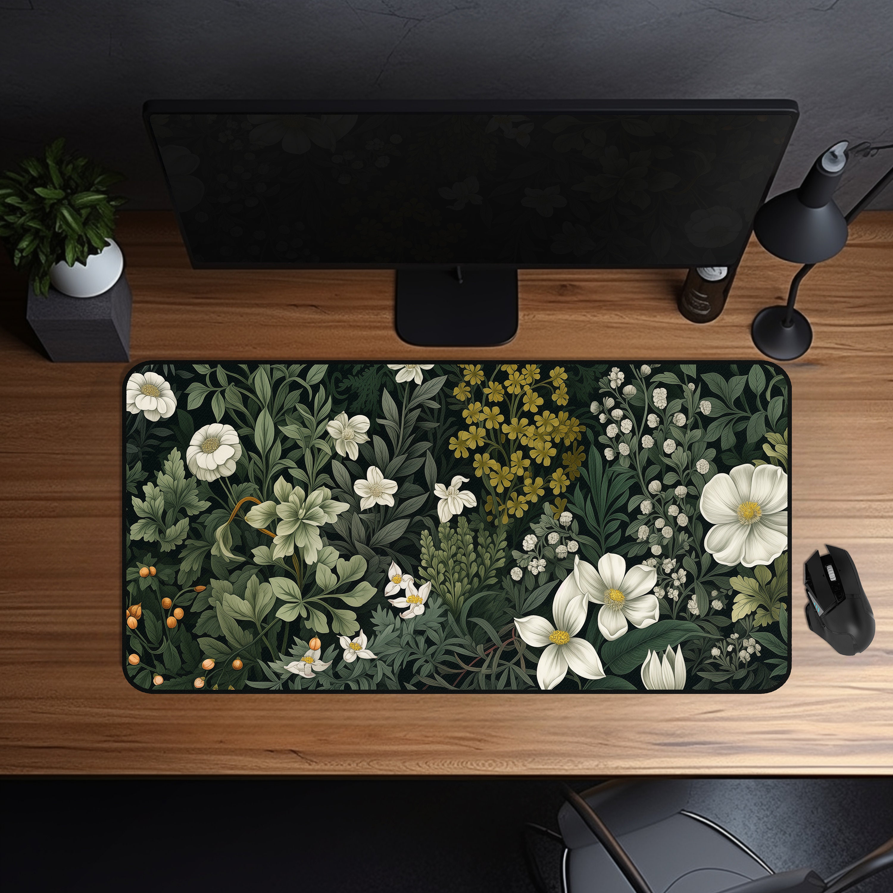 Cottagecore Desk Mat Floral Desk Mat Botanical Mouse Pad Vintage Desk ...