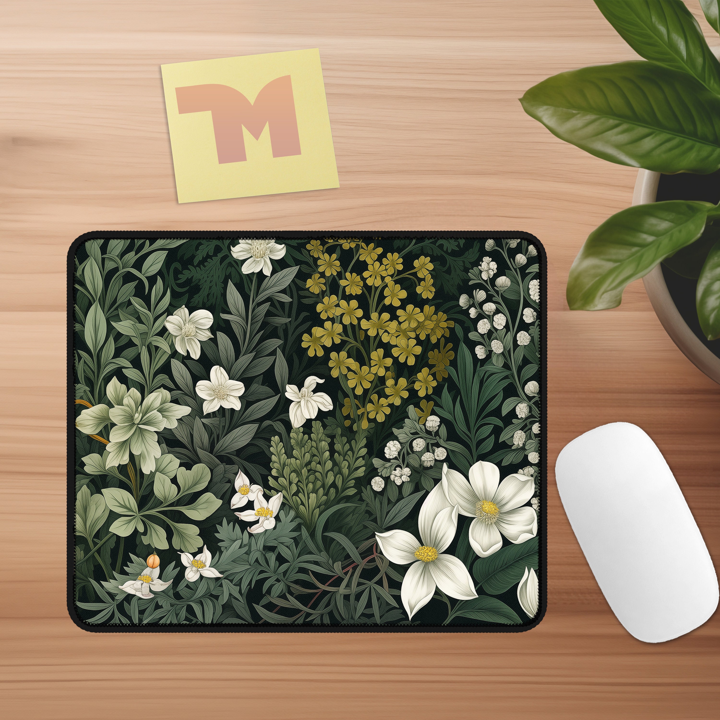 Cottagecore Desk Mat Floral Desk Mat Botanical Mouse Pad Vintage Desk ...