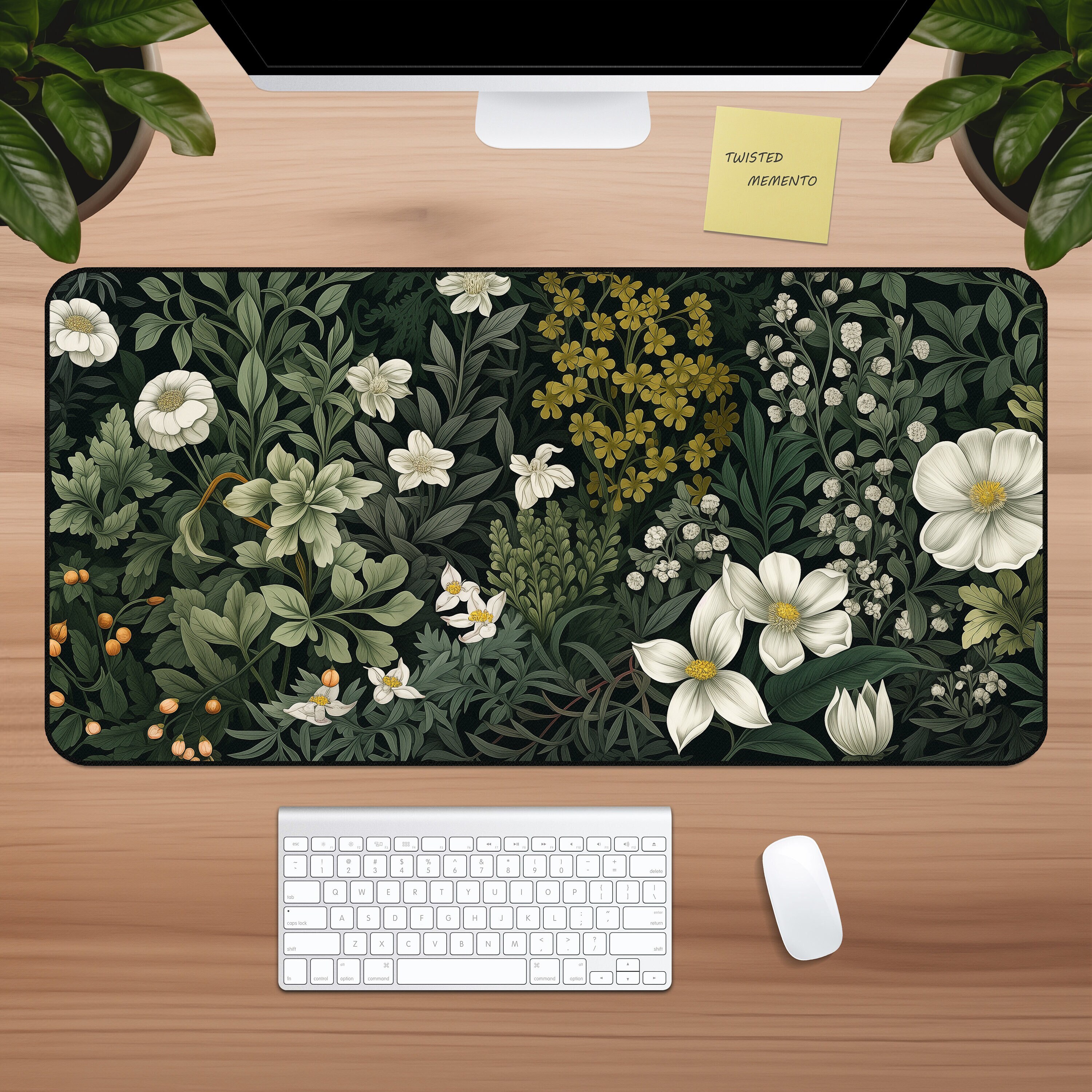 Cottagecore Desk Mat Floral Desk Mat Botanical Mouse Pad Vintage Desk ...