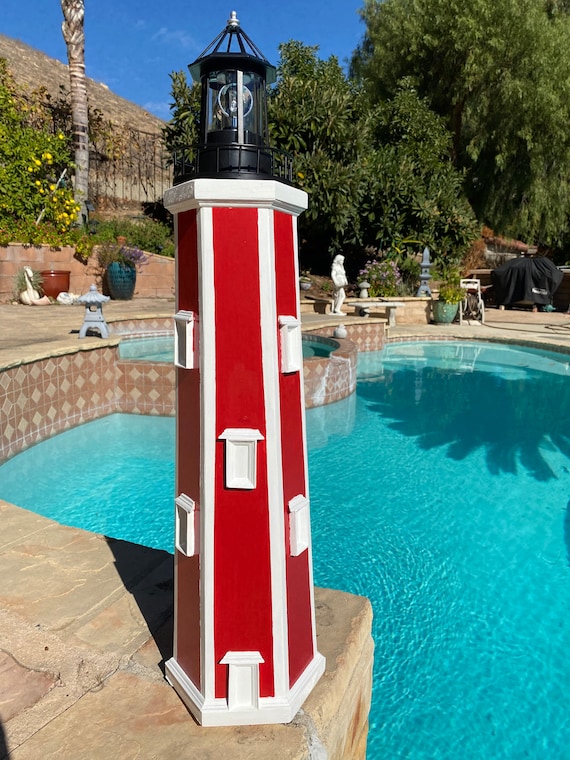 35 Solar Wooden Lighthouse for Backyard or Garden - Etsy