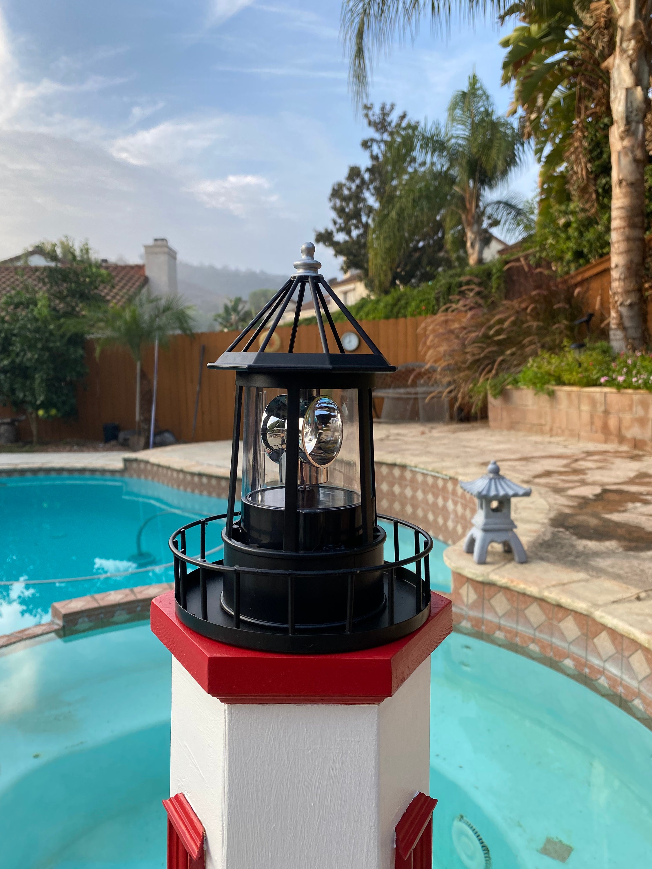 35” Solar Wooden Lighthouse - Etsy