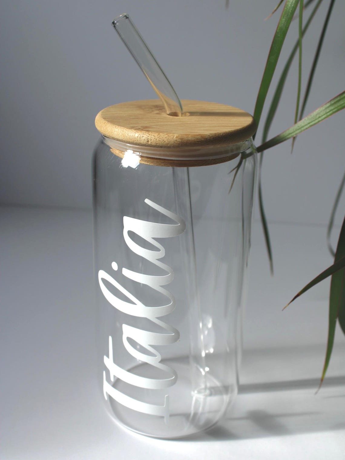 Personalised Iced Coffee Glass Cup: Custom Name Tumbler, 24 Colour ...