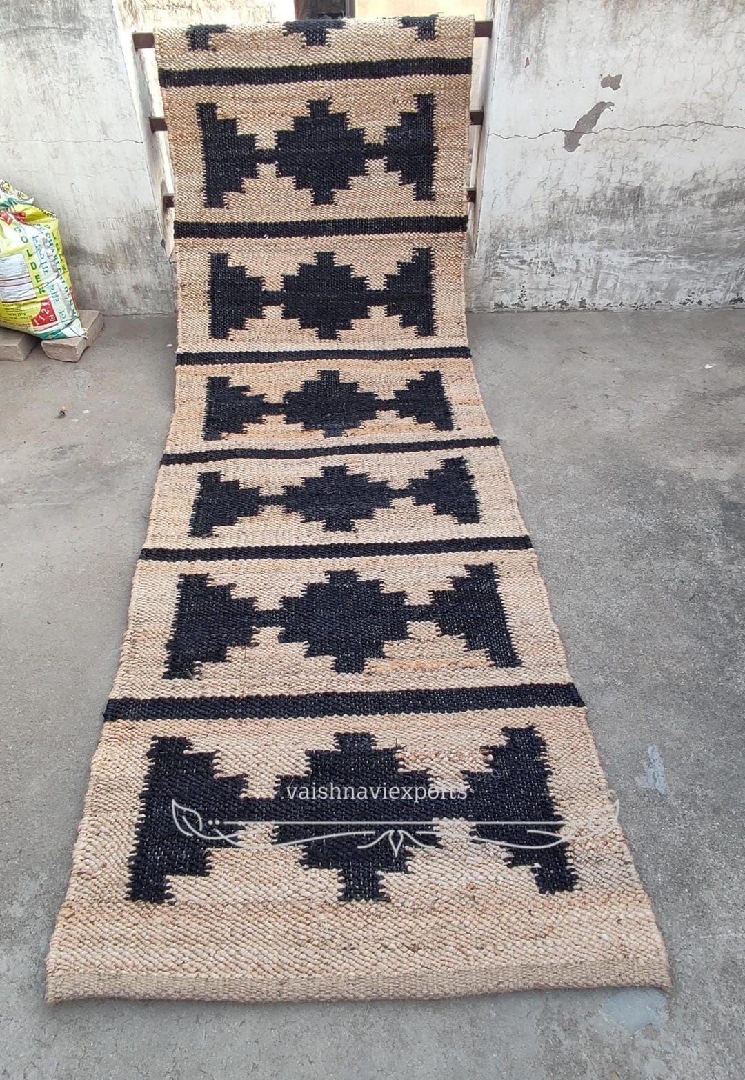 Handmade Jute Stair Runner Rug: Black Hemp Boho Decor - Etsy