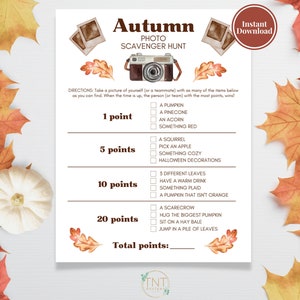 Printable Fall Autumn Photo Scavenger Hunt Outdoor Games - Etsy