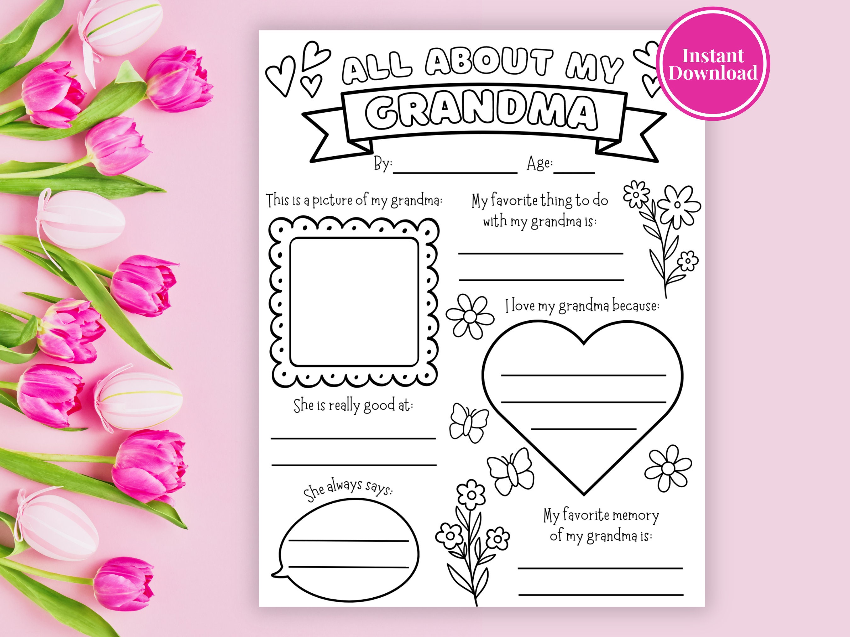 All About Grandma Questionnaire | Printable Mothers Day Gift | Mothers ...