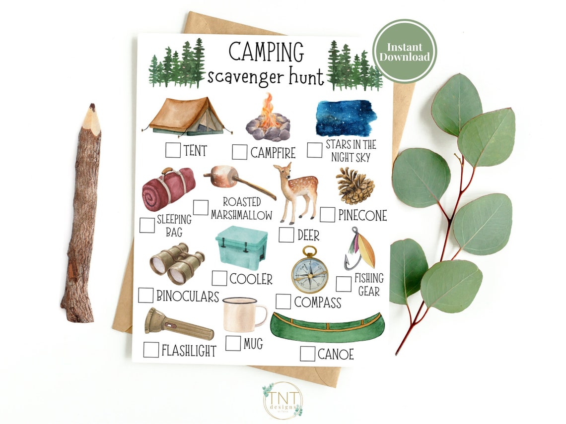 Printable Camping Scavenger Hunt Camping Game Outdoor - Etsy