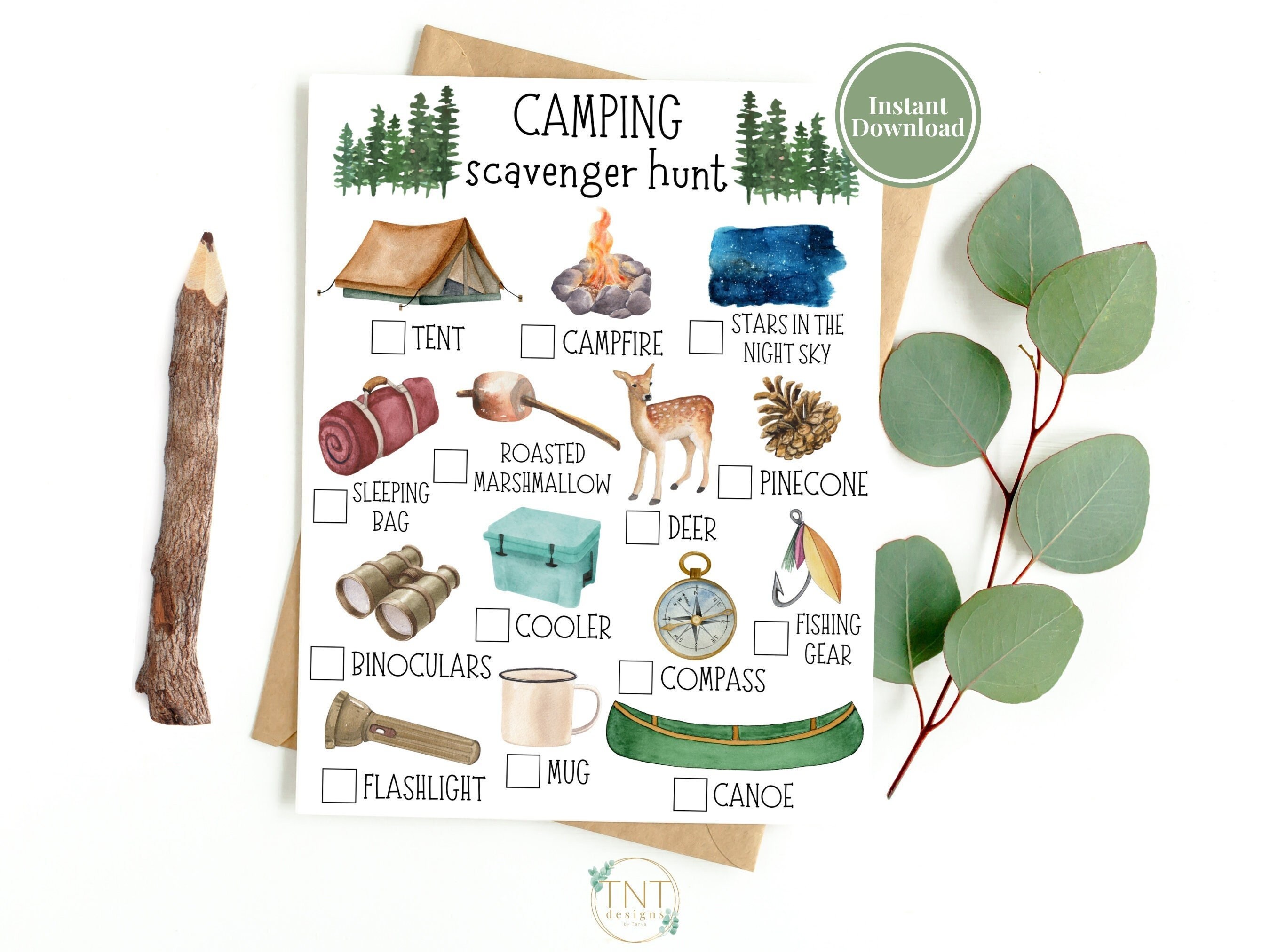 Printable Camping Scavenger Hunt Camping Game Outdoor - Etsy