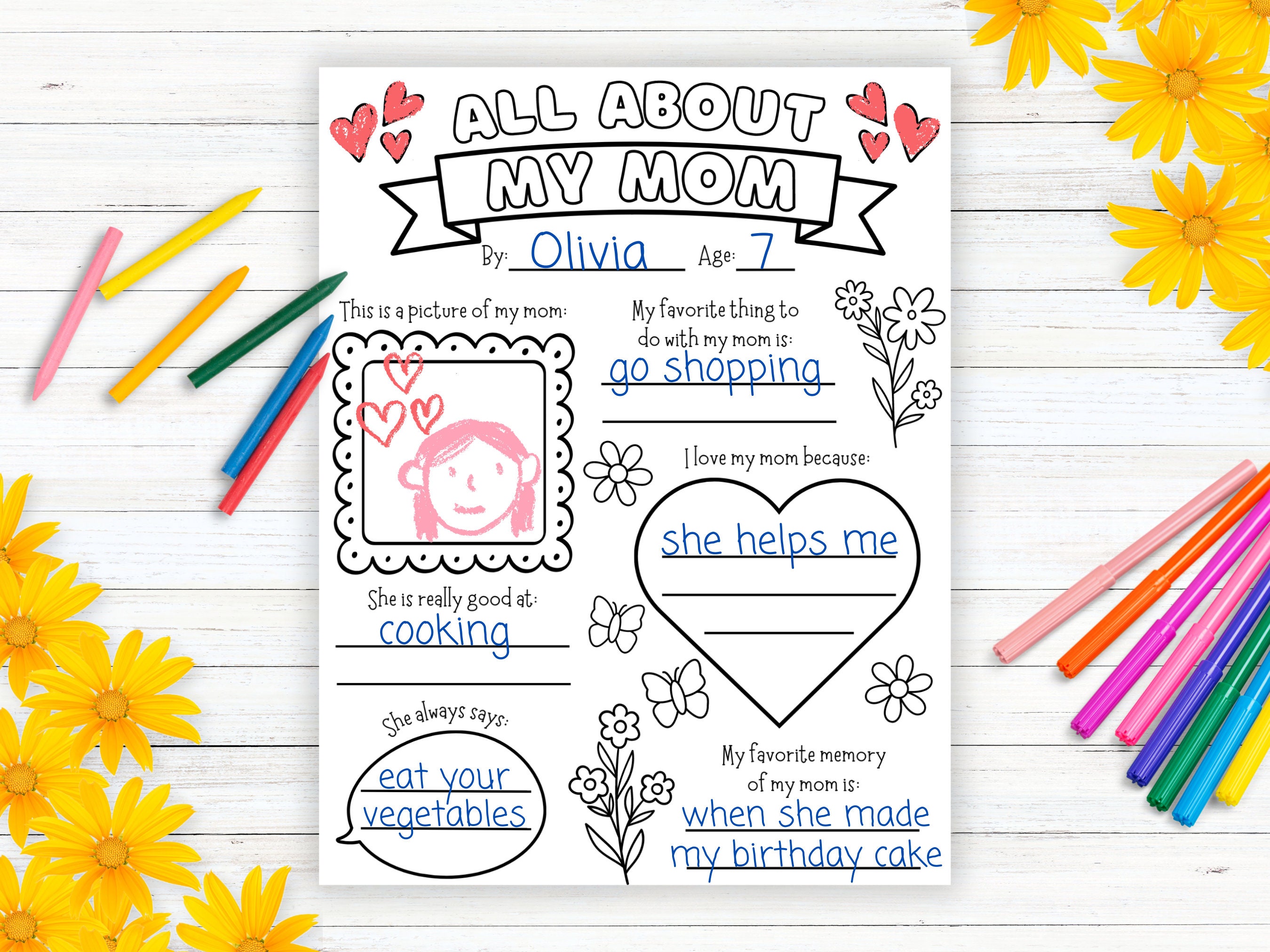 All About Mom Questionnaire | Printable Mothers Day Gift | Mothers Day ...