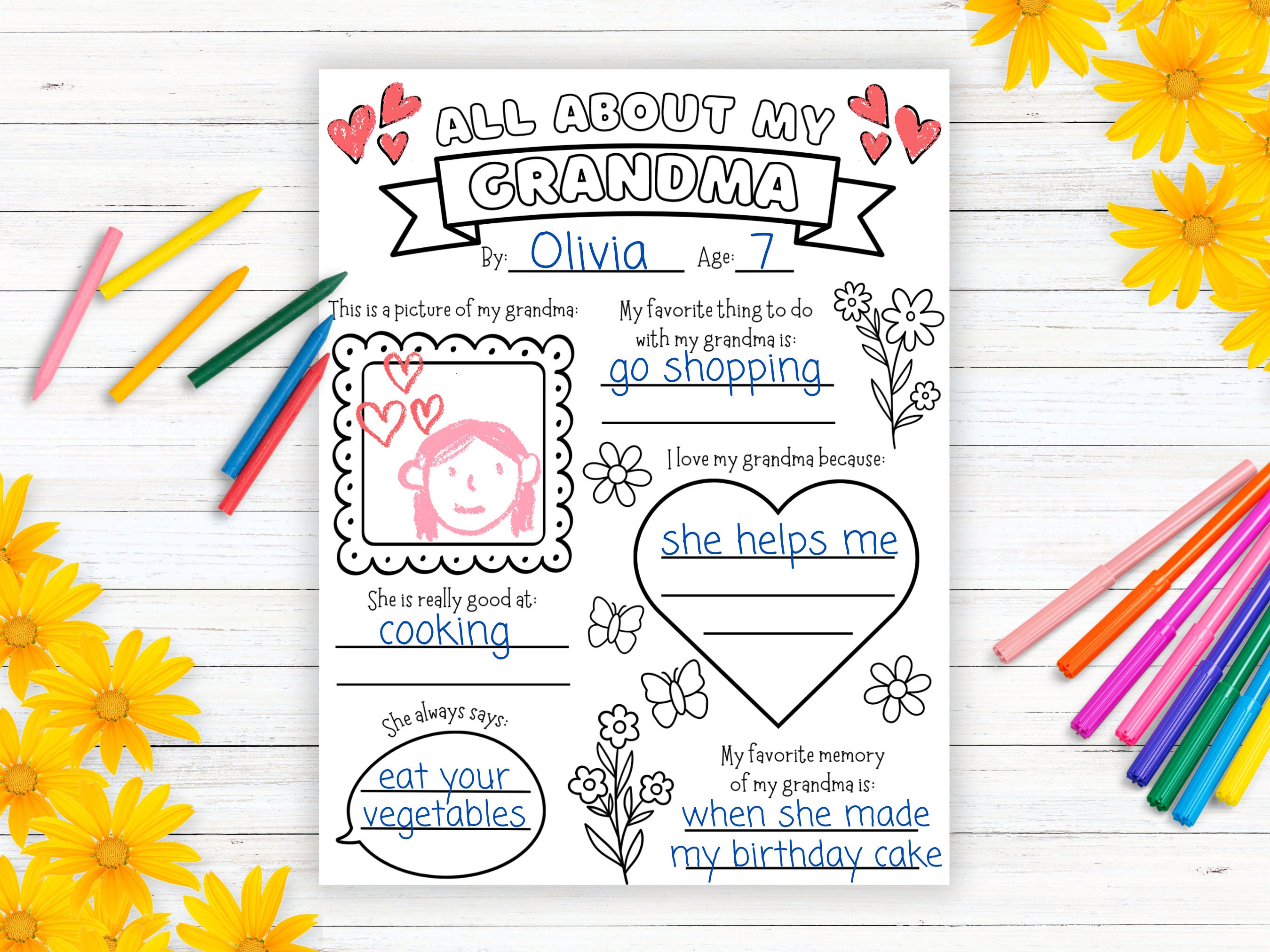 All About Grandma Questionnaire | Printable Mothers Day Gift | Mothers ...
