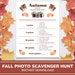 Printable Fall Autumn Photo Scavenger Hunt | Outdoor Games | Fall Games ...