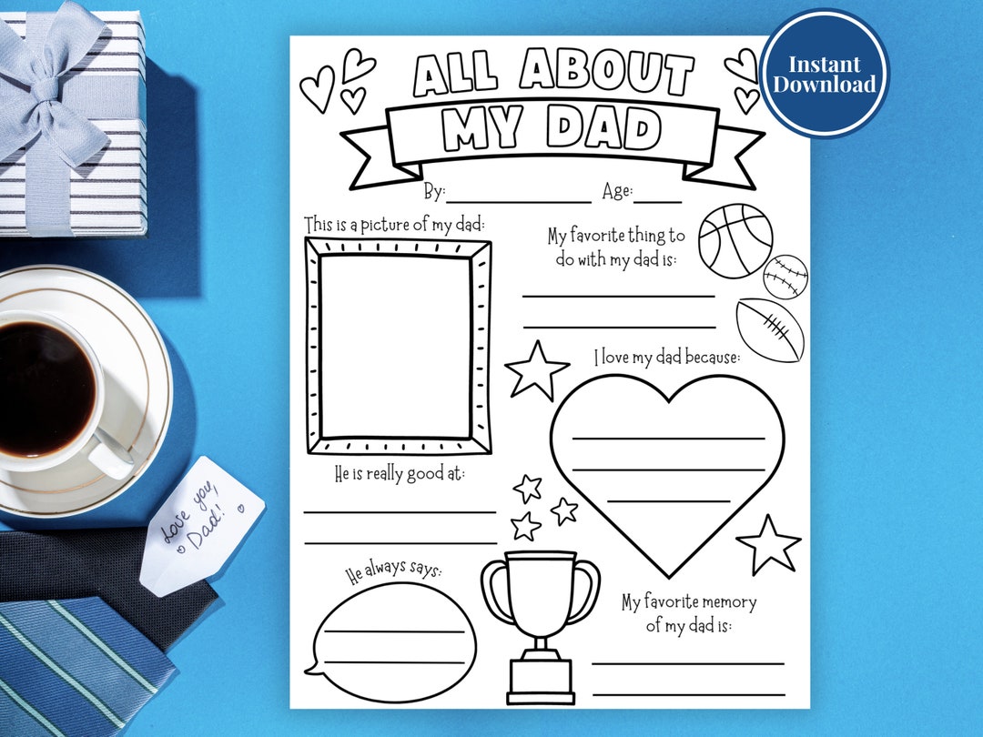 All About Dad Questionnaire | Printable Fathers Day Gift | Fathers Day ...