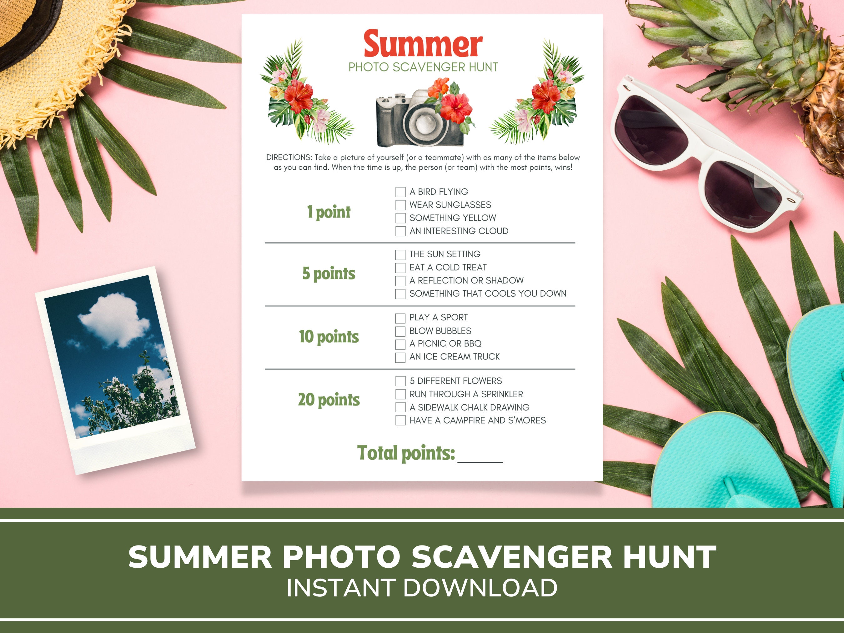 Summer Photo Scavenger Hunt Printable | Teen Scavenger Hunt | Kids ...