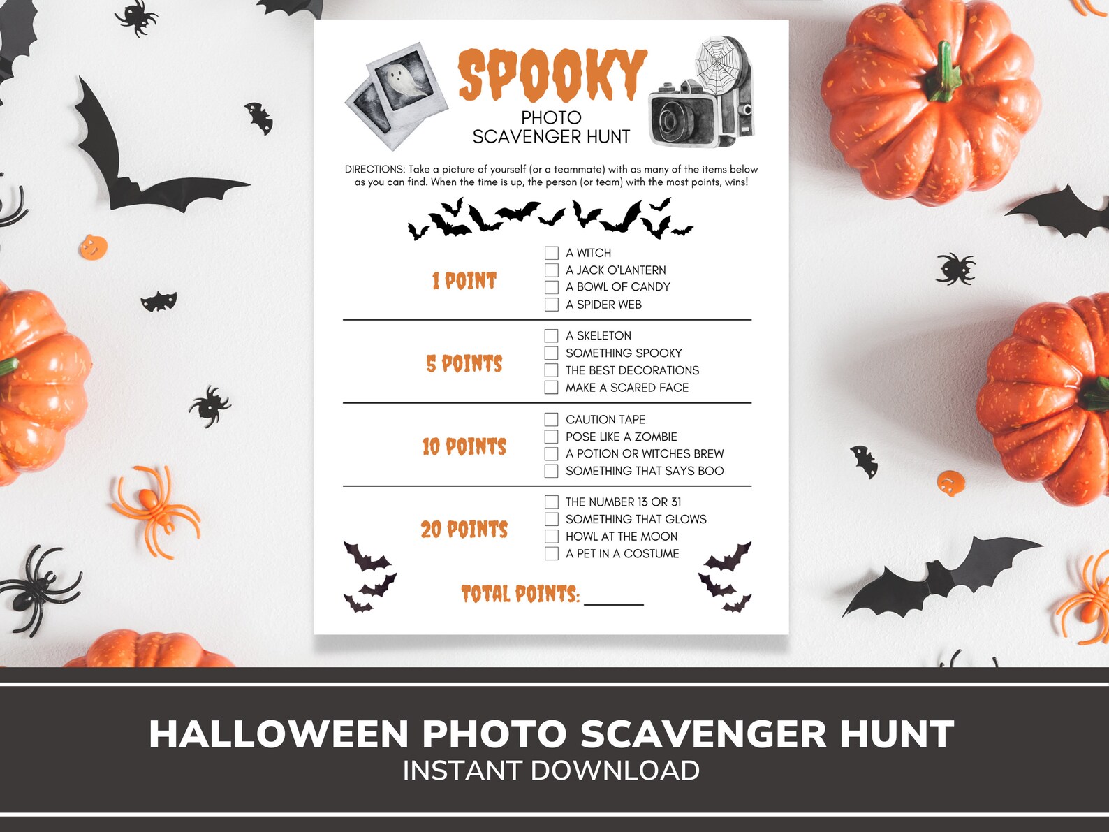 Printable Halloween Photo Scavenger Hunt | Halloween Party Game ...