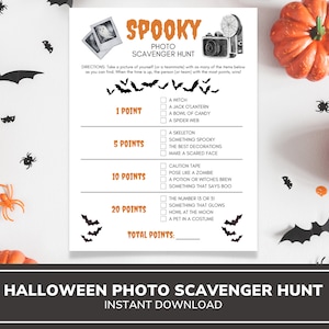 Printable Halloween Photo Scavenger Hunt | Halloween Party Game ...