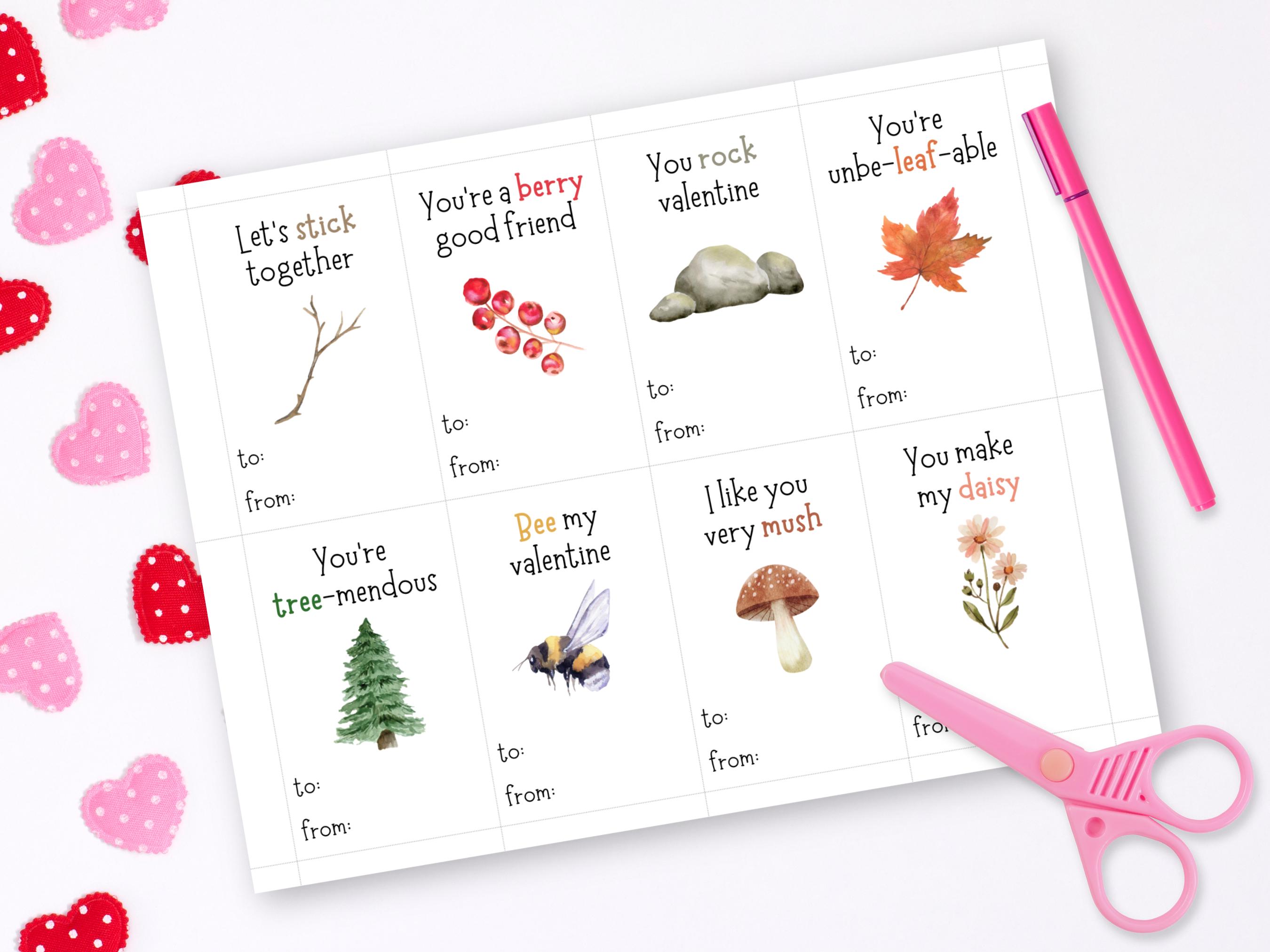 Printable Valentines Day Cards | Nature Valentines | Classroom ...