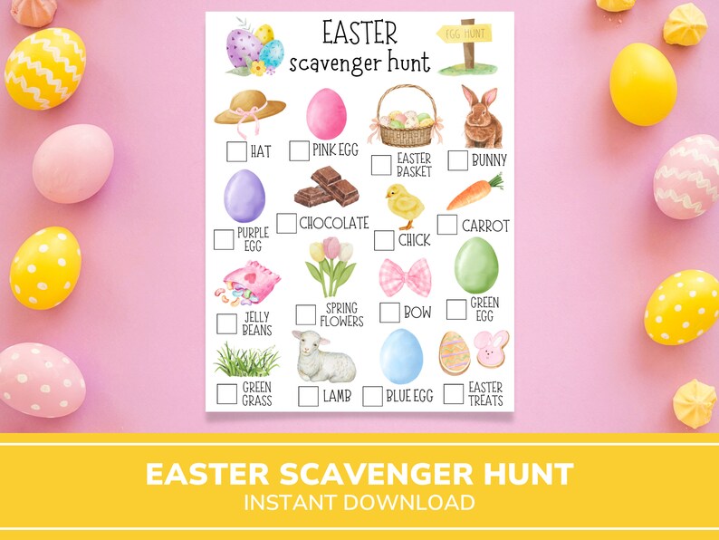 Easter Scavenger Hunt Printable | Indoor Easter Egg Hunt | Outdoor ...