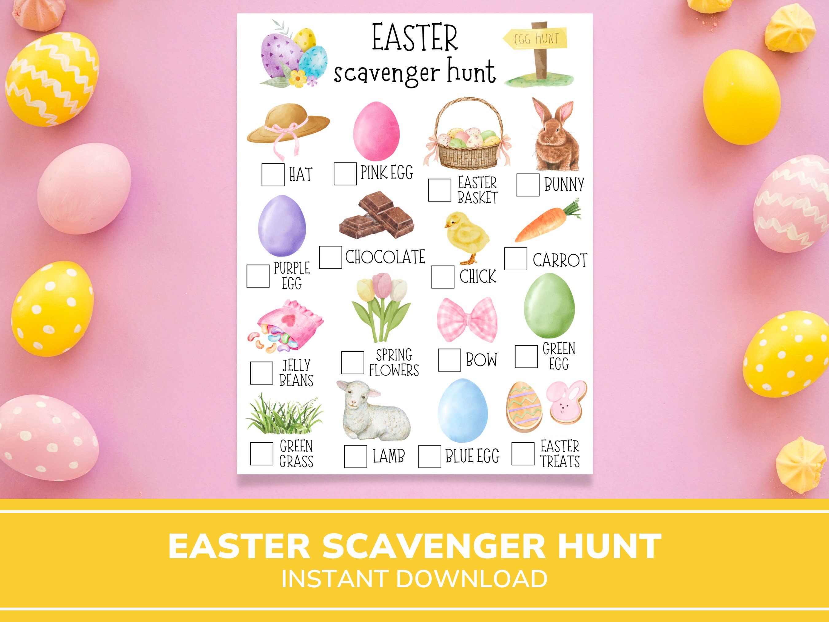 Easter Scavenger Hunt Printable | Indoor Easter Egg Hunt | Outdoor ...