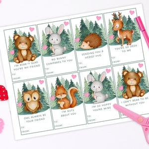 Woodland Animal Valentines Day Cards | Printable Animal Puns Valentines ...