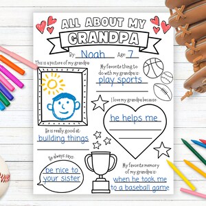 All About Grandpa Questionnaire | Printable Fathers Day Gift | Fathers ...
