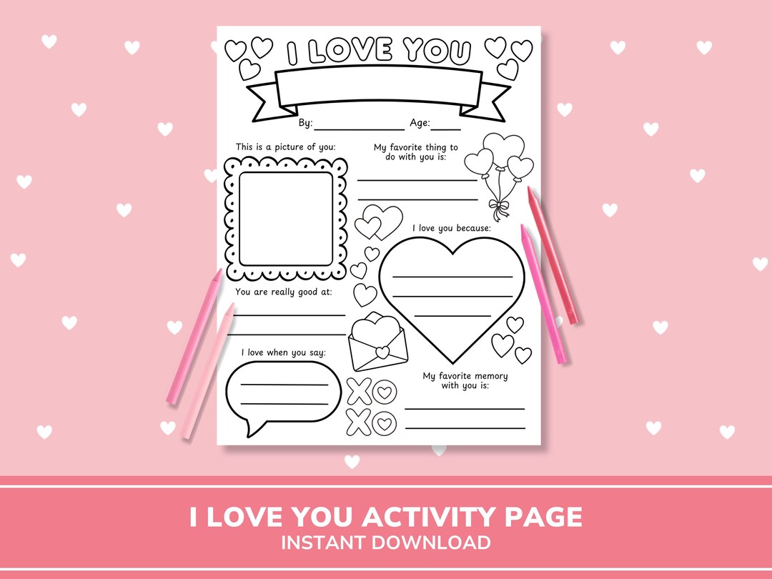 I Love You Activity Page | DIY Gift From Kids | Valentine's Day ...