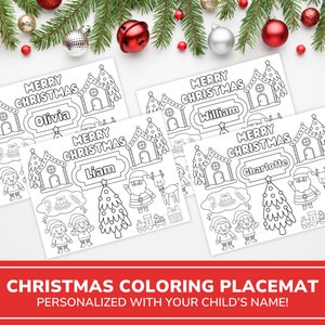 Printable Christmas Coloring Placemat | Personalized Gift for Kids ...