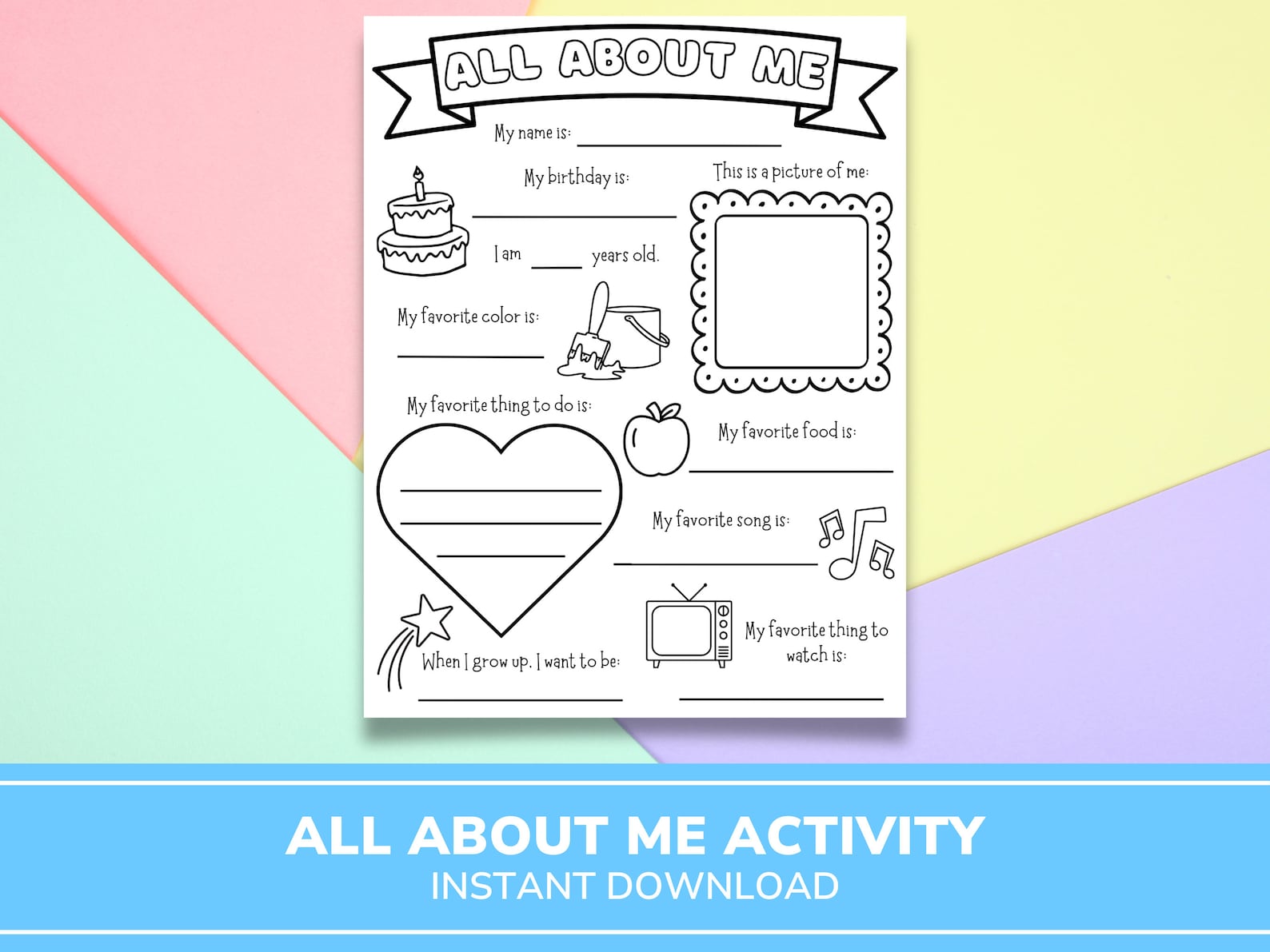 All About Me Printable | Get to Know Me | Kids Coloring Page ...