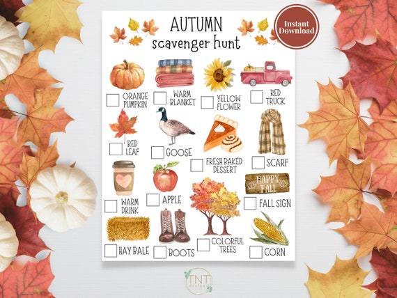 Printable Fall Autumn Scavenger Hunt Outdoor Games - Etsy