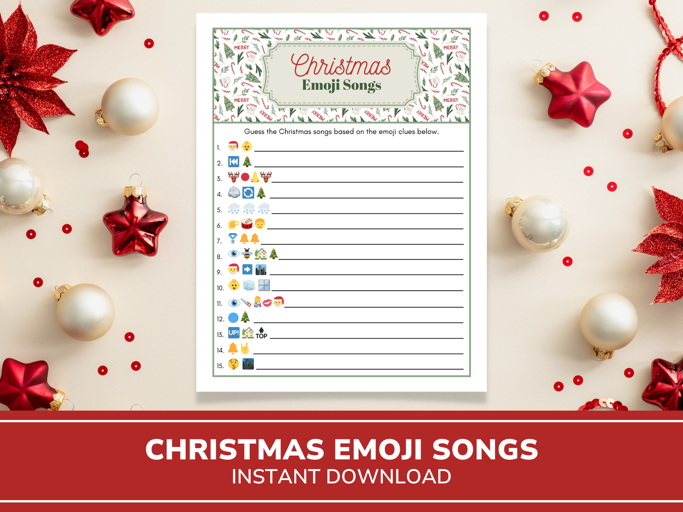 Christmas Emoji Game | Printable Christmas Song Game | Christmas Games ...