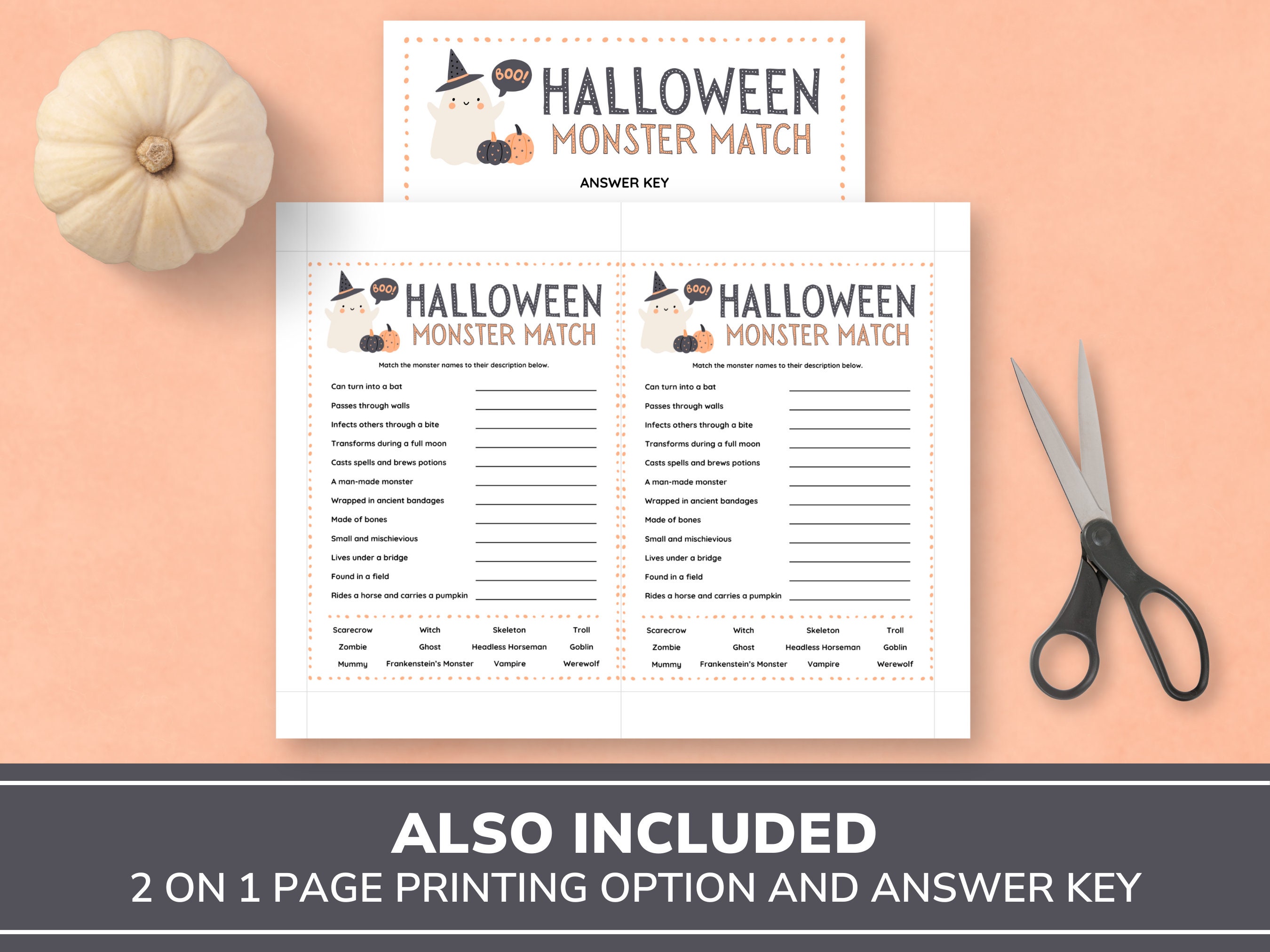 Monster Match Halloween Printable Game | Halloween Party Game ...