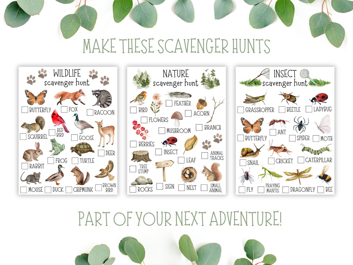 Printable Nature Scavenger Hunt Bundle | Kids Outdoor Scavenger Hunt ...