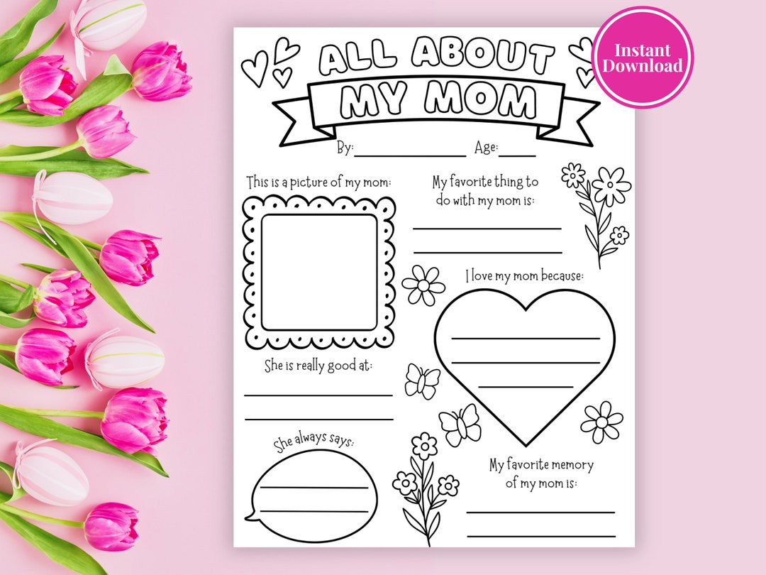 All About Mom Questionnaire | Printable Mothers Day Gift | Mothers Day ...