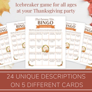 Thanksgiving Find Someone Who Bingo Printable Game | Find the Guest ...