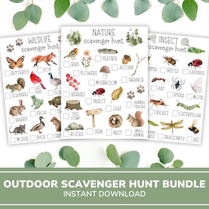 Printable Nature Scavenger Hunt Bundle | Kids Outdoor Scavenger Hunt ...