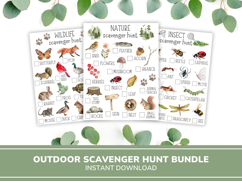 Printable Nature Scavenger Hunt Bundle | Kids Outdoor Scavenger Hunt ...