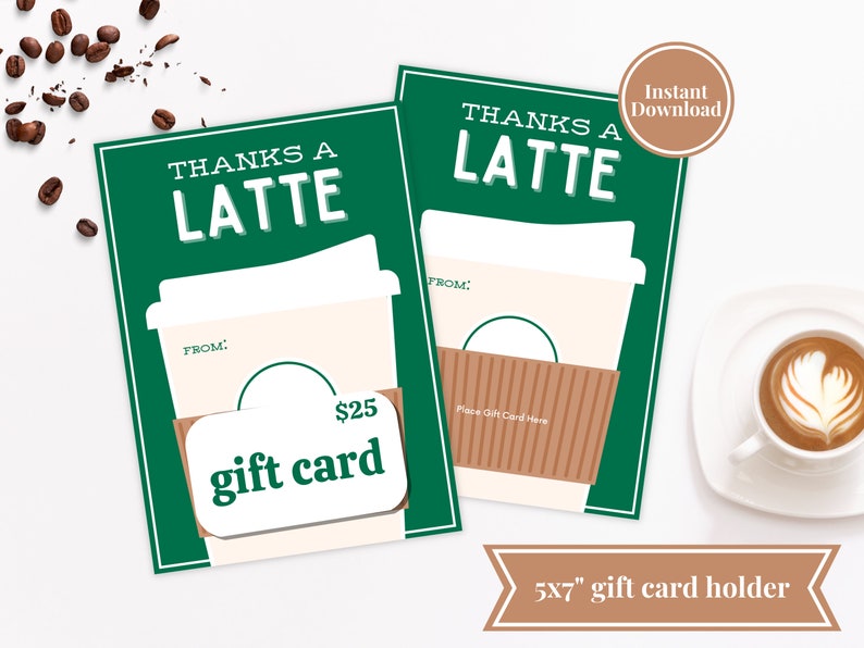 Printable Gift Card Holder Starbucks Gift Card Holder Coffee Drinker ...