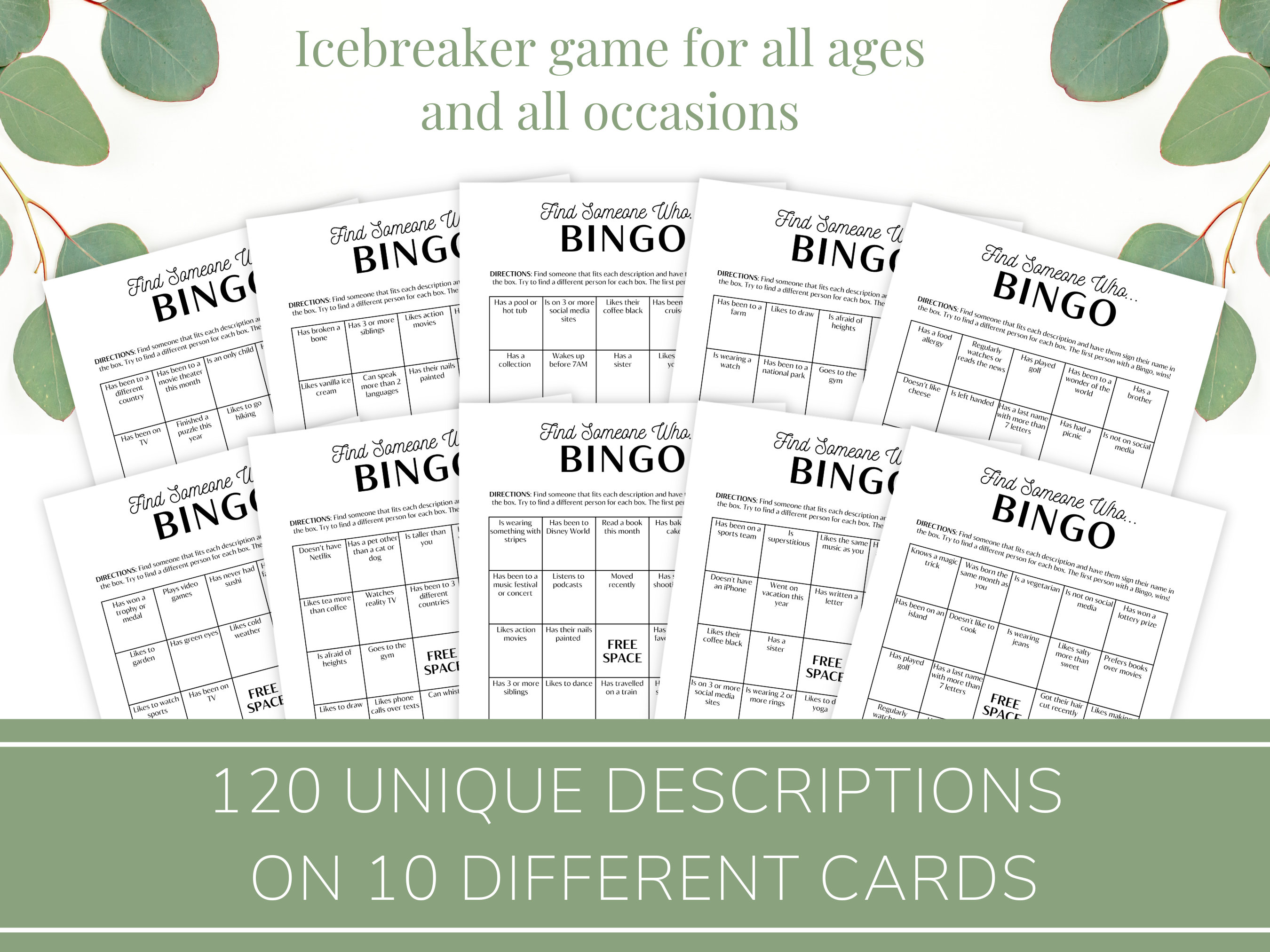 Find Someone Who Bingo Game | Find the Guest | Conversation Starter ...