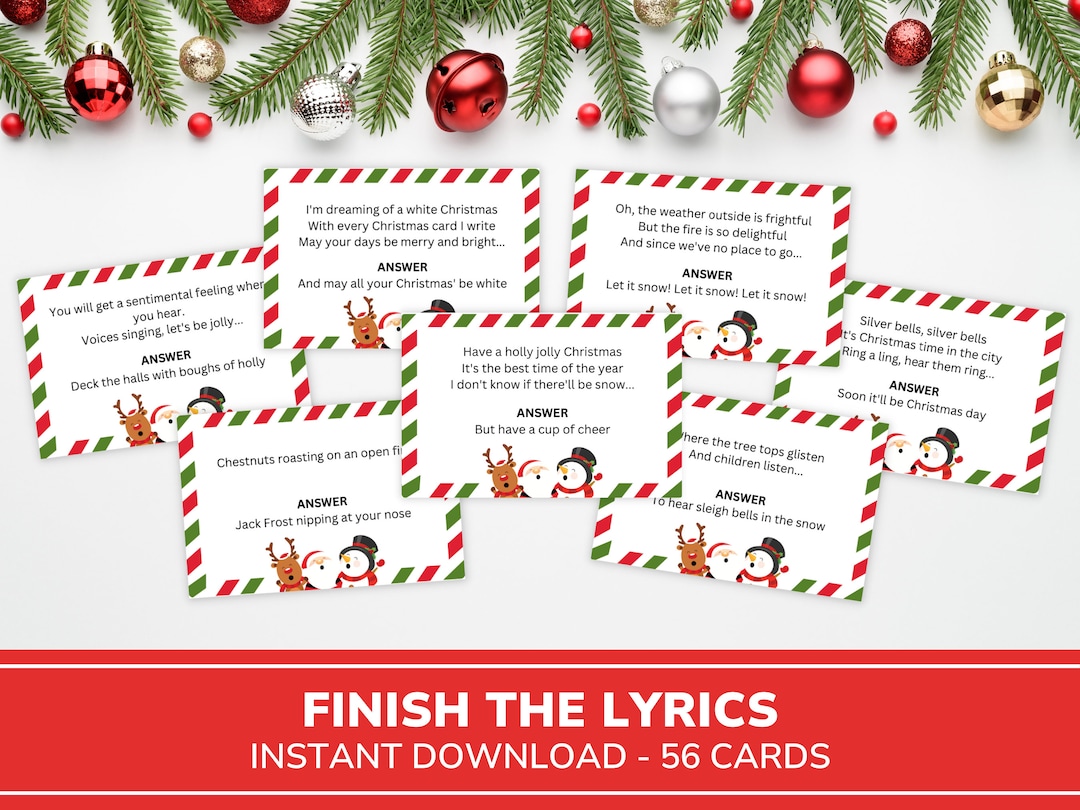Christmas Carol Finish the Lyric Game | Printable Christmas Song Game ...